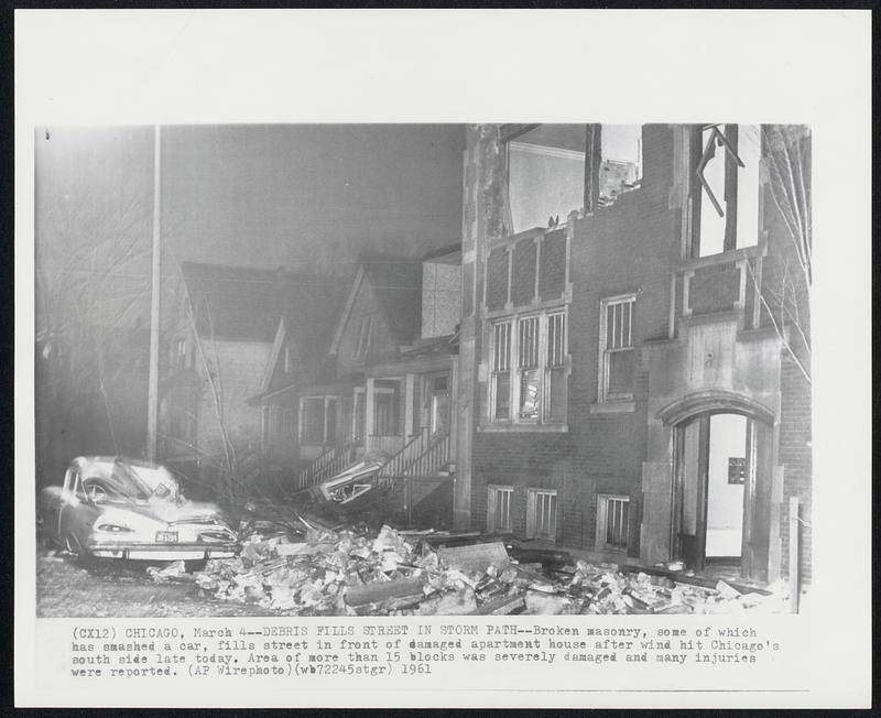 Chicago - Debris Fills Street In Storm Path - Broken masonry, some of ...