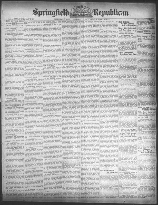 Springfield Weekly Republican. April 13, 1922 - Digital Commonwealth