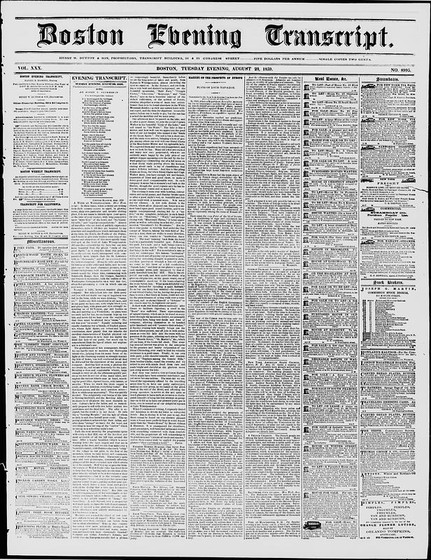 Boston Evening Transcript. August 23, 1859 - Digital Commonwealth