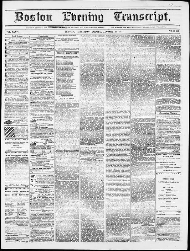 Boston Evening Transcript. January 11, 1865 - Digital Commonwealth