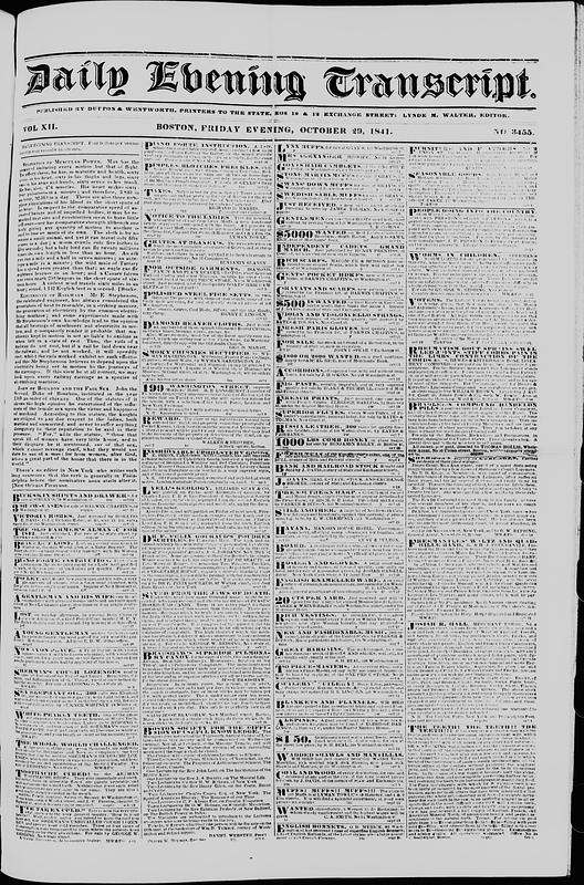 Daily Evening Transcript. October 29, 1841 - Digital Commonwealth