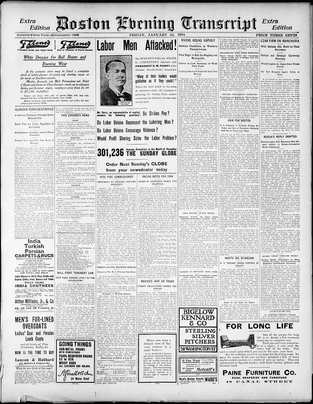 Boston Evening Transcript. January 22, 1904 - Digital Commonwealth
