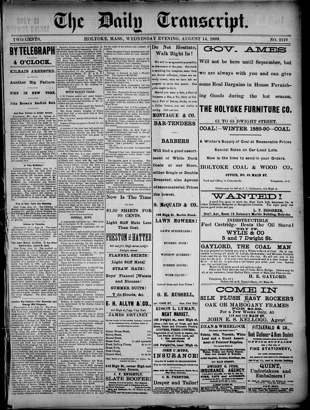 The Daily Transcript. August 14, 1889 - Digital Commonwealth