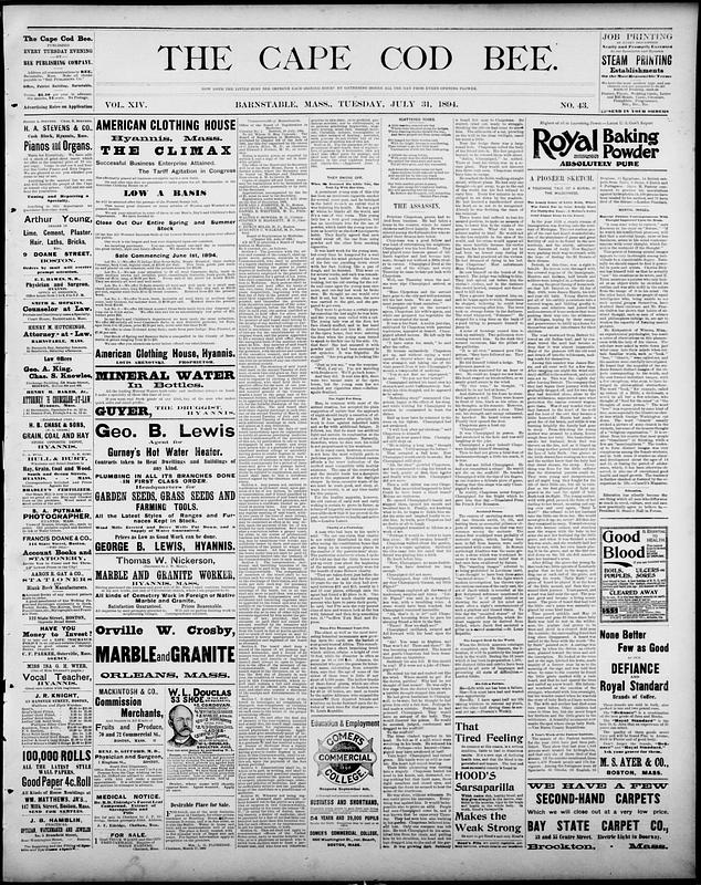 The Cape Cod Bee. July 31, 1894 - Digital Commonwealth
