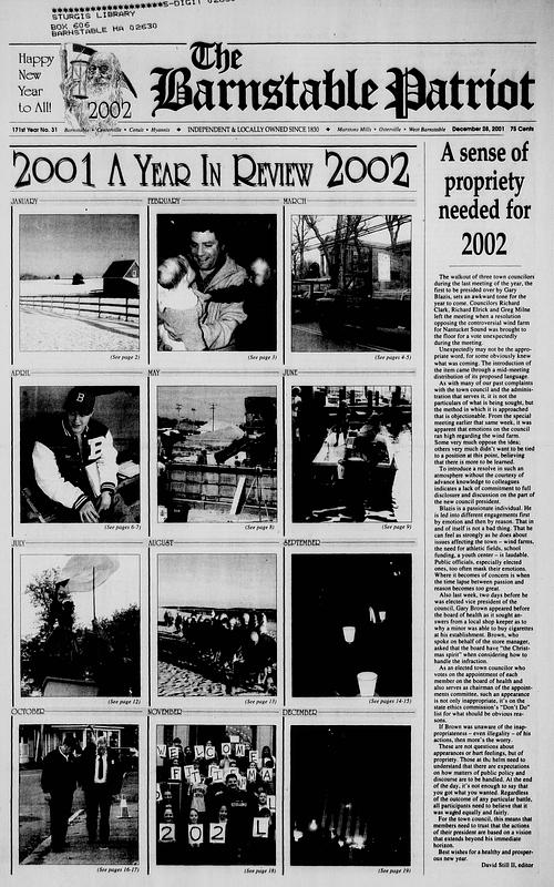 Barnstable Patriot. December 28, 2001 - Digital Commonwealth