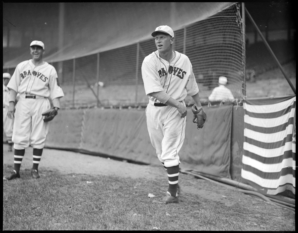 Unidentified Braves pitcher at Braves Field - Digital Commonwealth