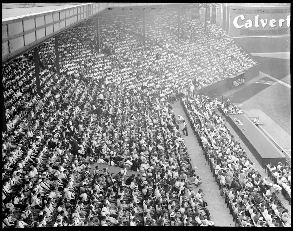 Crowds in left field stands, Fenway - Digital Commonwealth