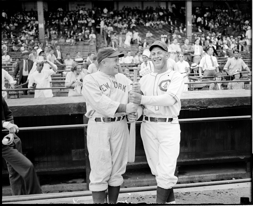 Yankees manager McCarthy with Cubs manager. 1936 All-Star Game ...