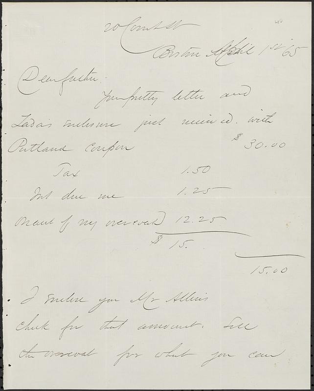 Letter from John D. Long to Zadoc Long and Julia D. Long, April 1, 1865 ...