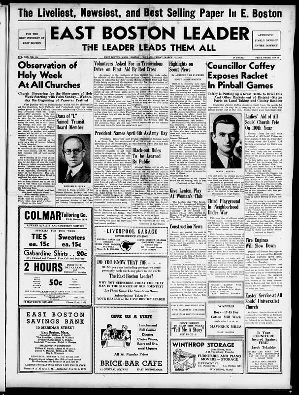 East Boston Leader. March 27, 1942 - Digital Commonwealth