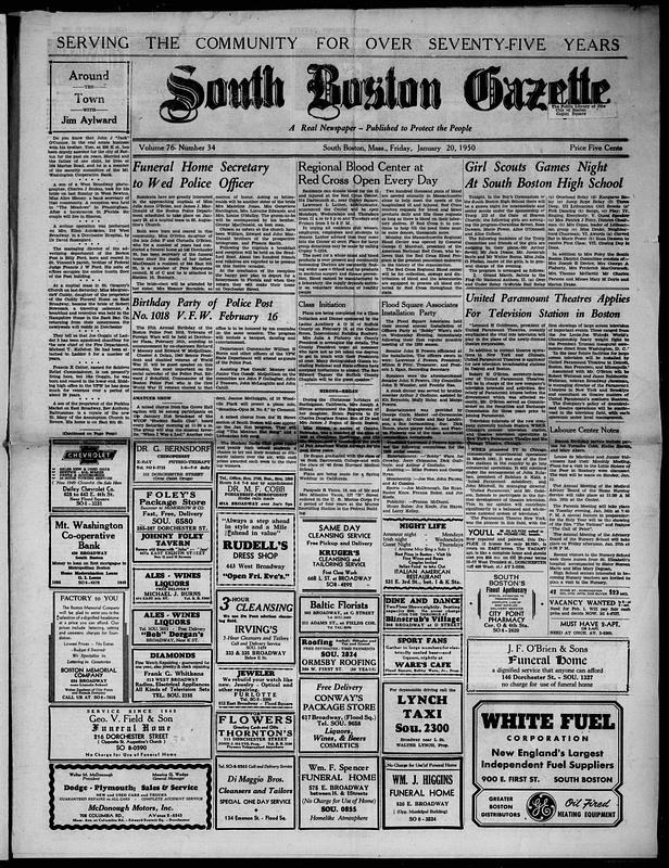 South Boston Gazette. January 20, 1950 - Digital Commonwealth
