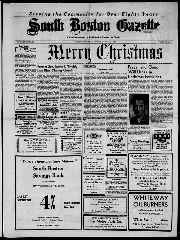 South Boston Gazette. December 22, 1960 - Digital Commonwealth