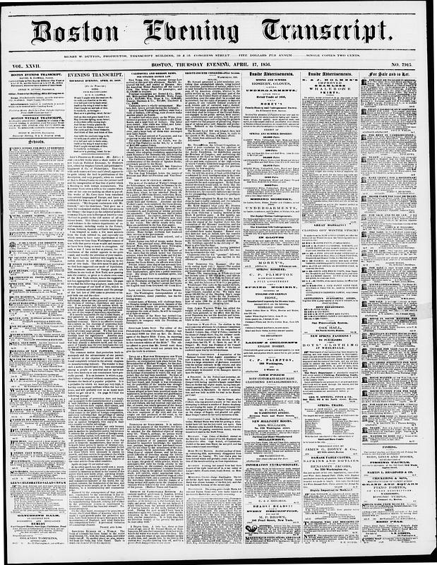 Boston Evening Transcript. April 17, 1856 - Digital Commonwealth