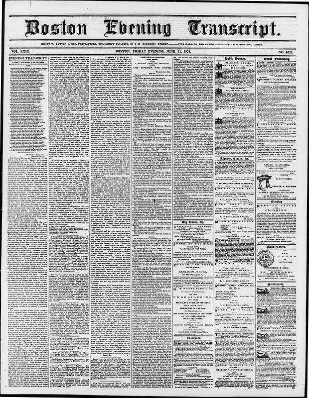 Boston Evening Transcript. June 11, 1858 - Digital Commonwealth