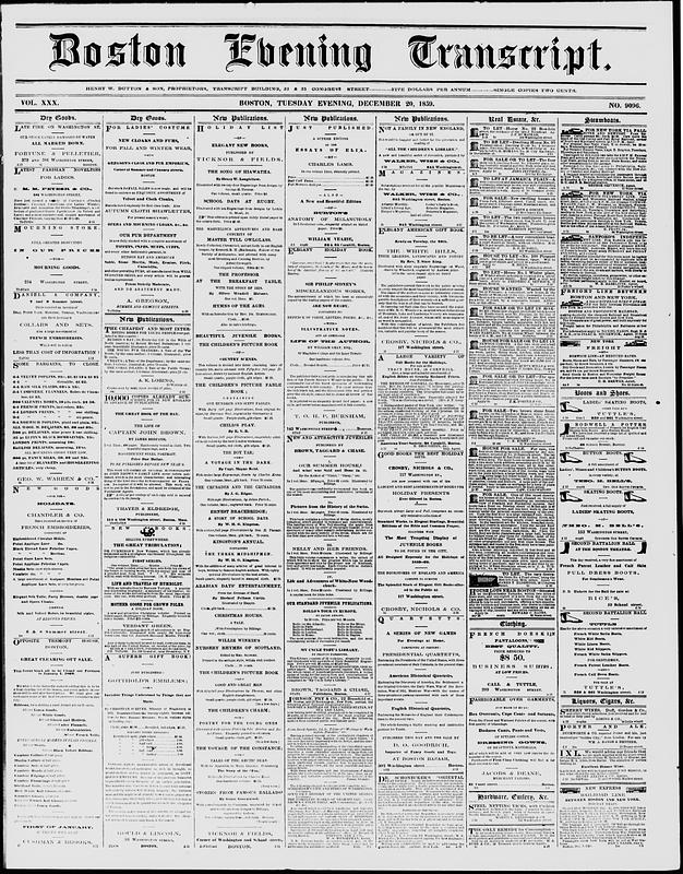 Boston Evening Transcript. December 20, 1859 - Digital Commonwealth