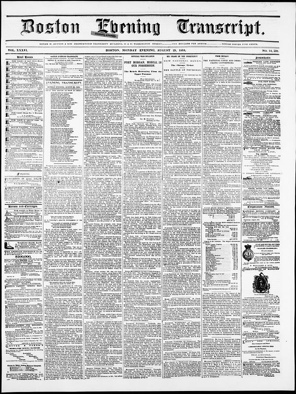 Boston Evening Transcript. August 29, 1864 - Digital Commonwealth