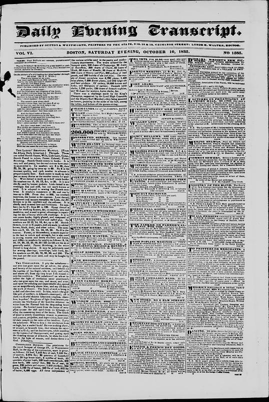 Daily Evening Transcript. October 10, 1835 - Digital Commonwealth