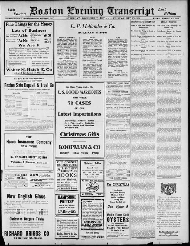 Boston Evening Transcript. December 07, 1907 - Digital Commonwealth