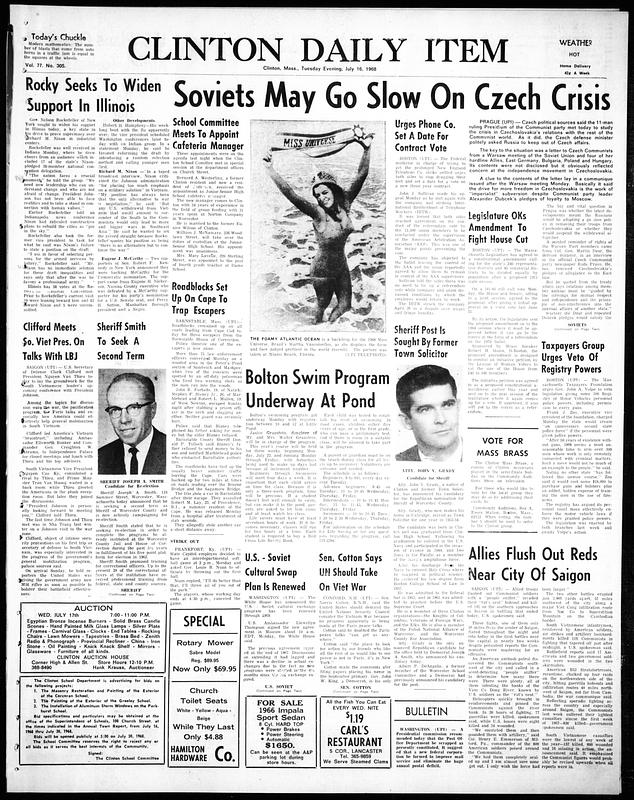 Clinton Daily Item. July 16, 1968 - Digital Commonwealth