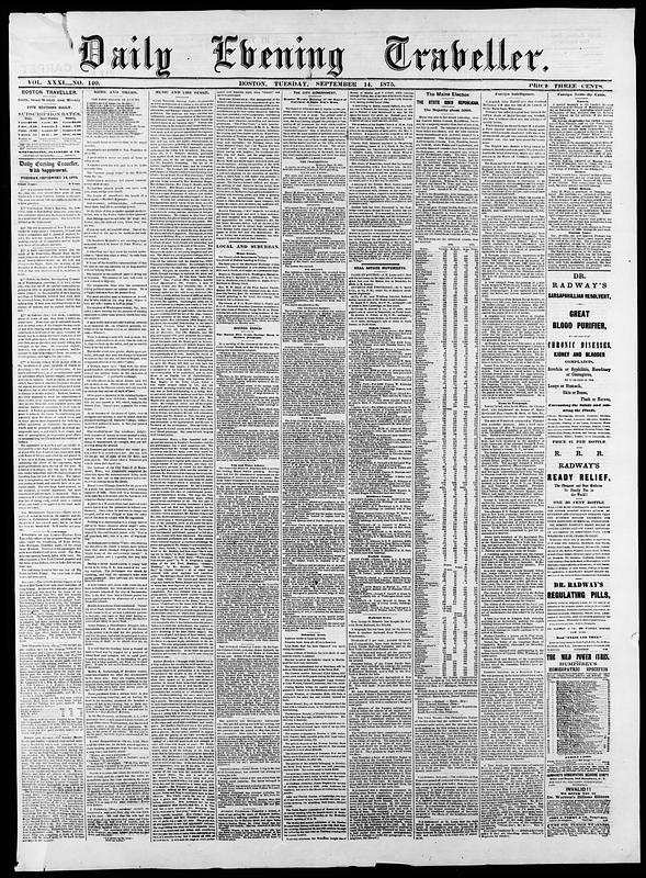 Daily Evening Traveller. September 14, 1875 - Digital Commonwealth