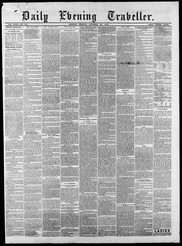 Daily Evening Traveller. October 22, 1875 - Digital Commonwealth