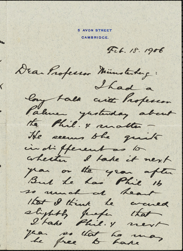 Perry, Ralph Barton, 1876-1957 autograph letter signed to Hugo ...