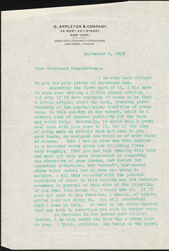 Sears, Joseph Hamblen, 1865-1946 typed letter signed to Hugo ...
