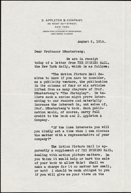 Sears, Joseph Hamblen, 1865-1946 typed letter signed to Hugo ...