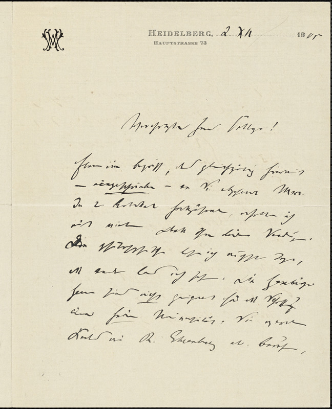 Weber, Max, 1864-1920 autograph letter signed to Hugo Münsterberg ...