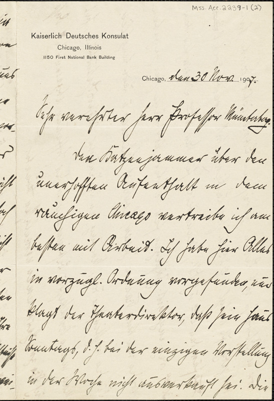 Wever, Walther Johann, 1859-1922 autograph letter signed to Hugo ...