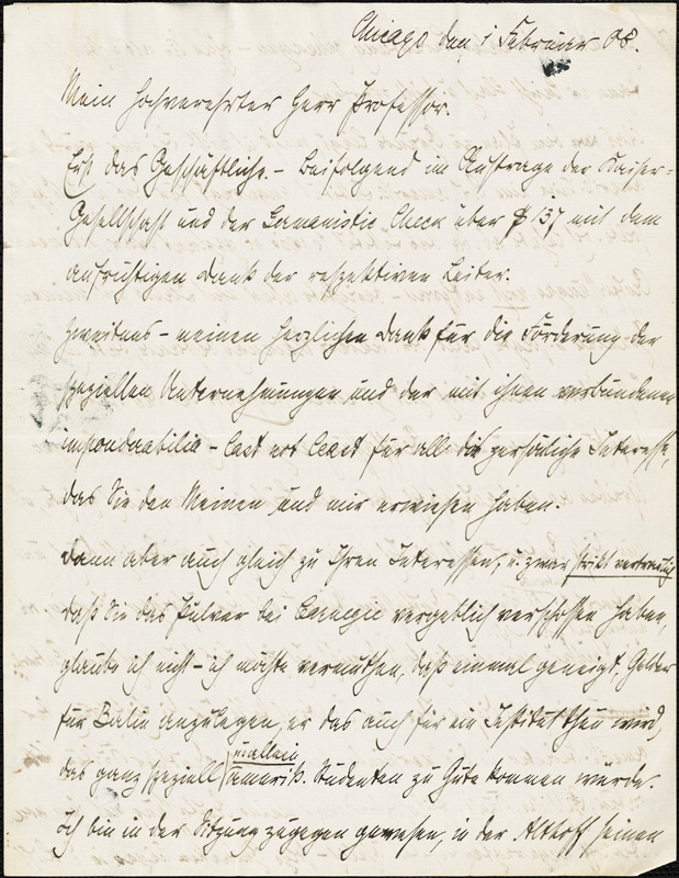 Wever, Walther Johann, 1859-1922 autograph letter signed to Hugo ...