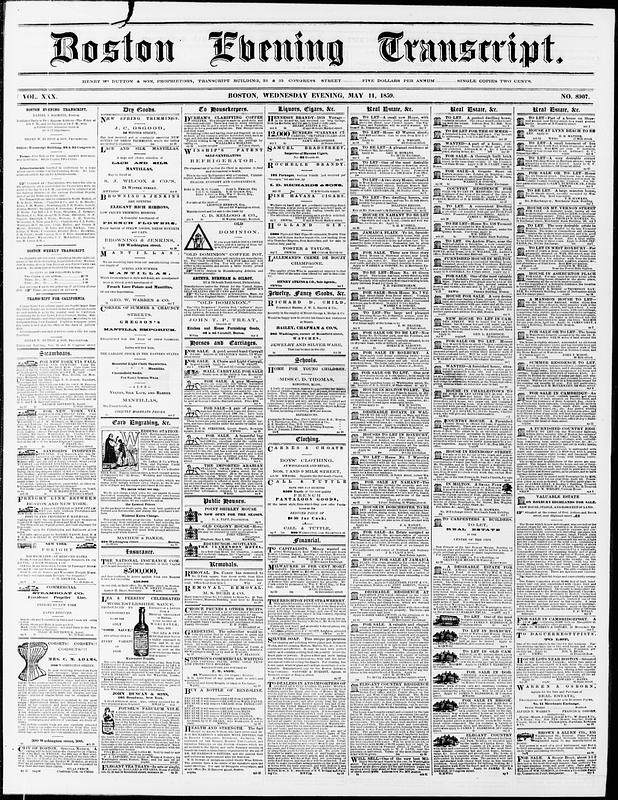 Boston Evening Transcript. May 11, 1859 - Digital Commonwealth