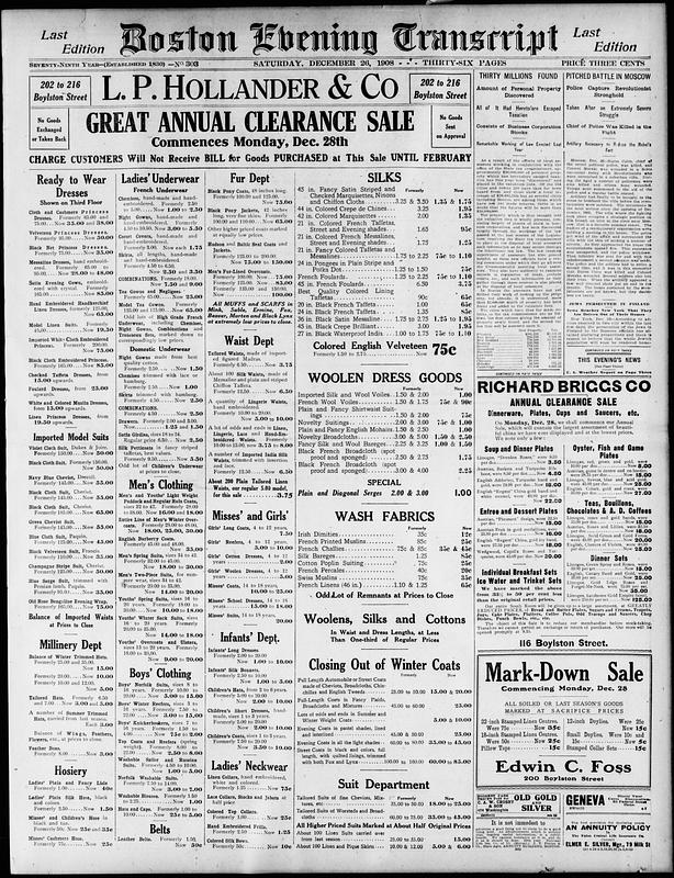 Boston Evening Transcript. December 26, 1908 - Digital Commonwealth