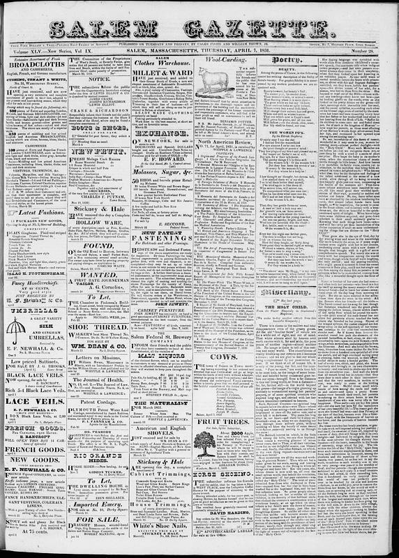 The Salem Gazette. April 07, 1831 - Digital Commonwealth