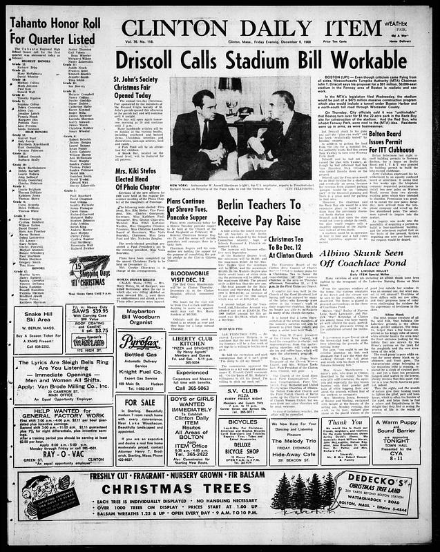 Clinton Daily Item. December 06, 1968 - Digital Commonwealth