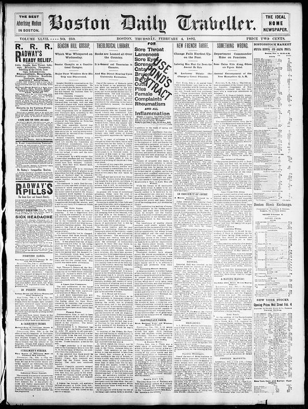 Boston Daily Traveller. February 04, 1892 - Digital Commonwealth