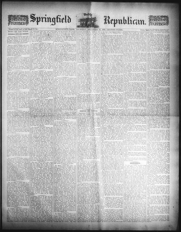 Springfield Weekly Republican. December 23, 1909 - Digital Commonwealth