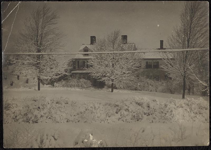 Carman House, shown in snow, darker image - Digital Commonwealth
