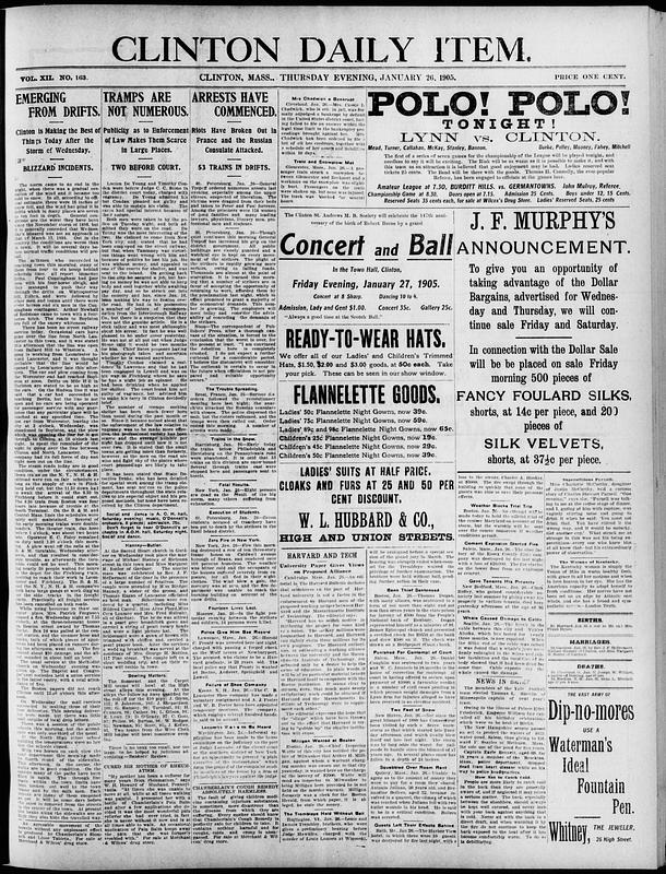Clinton Daily Item. January 26, 1905 - Digital Commonwealth