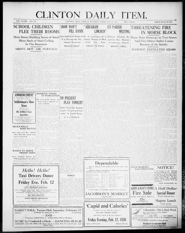 Clinton Daily Item. February 12, 1926 - Digital Commonwealth