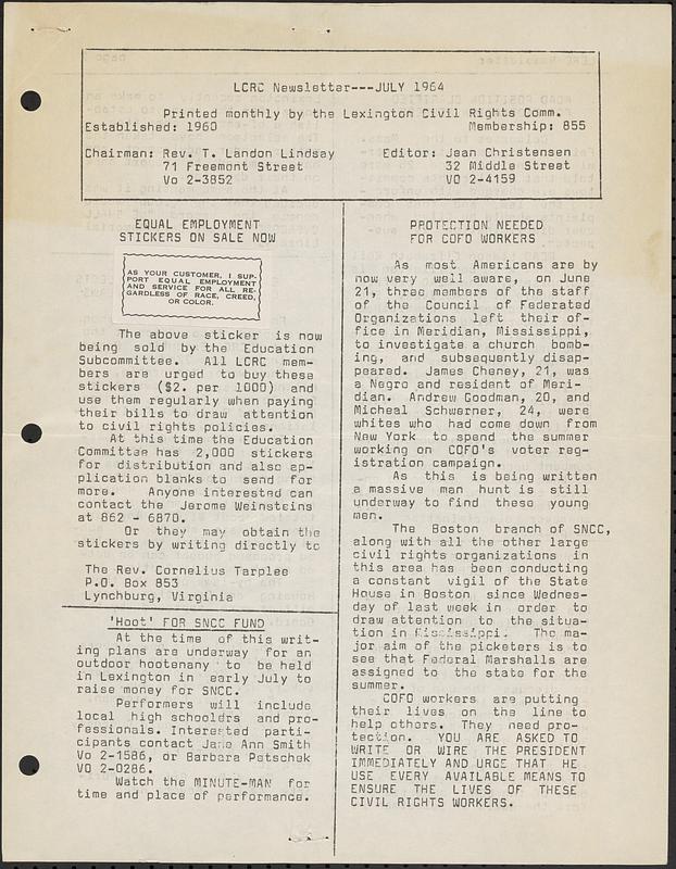LCRC July 1964 Newsletter - Digital Commonwealth