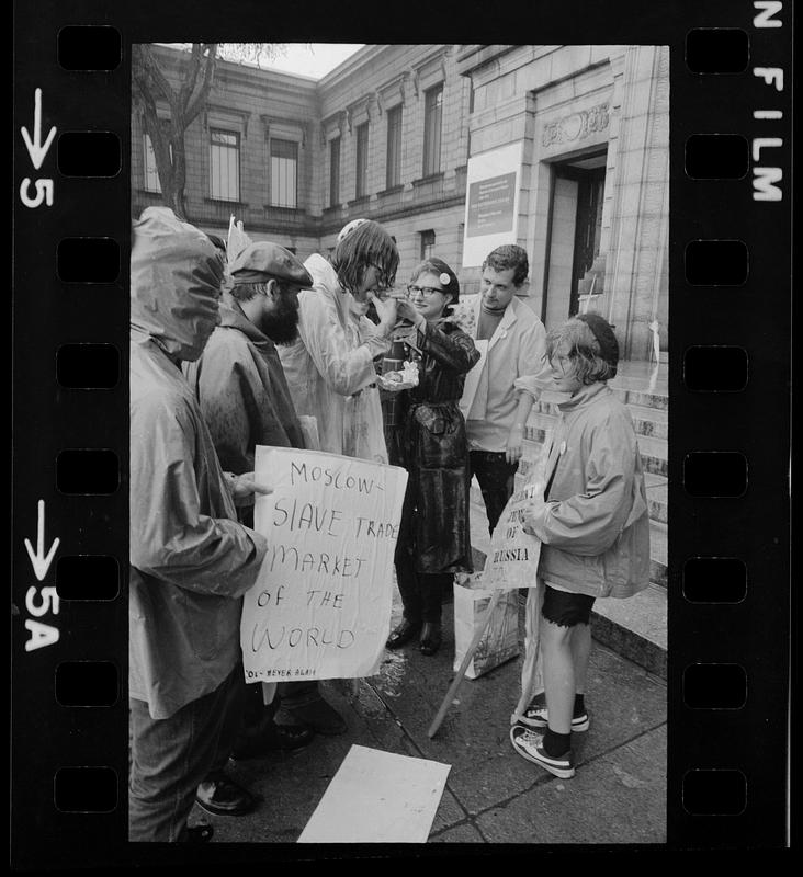 Unidentified anti-USSR protestors at Museum of Fine Arts, Boston ...