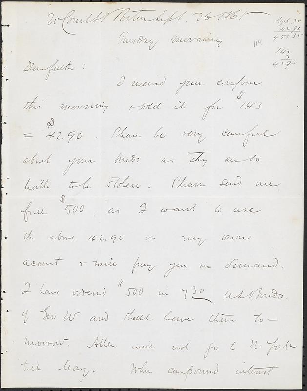 Letter from John D. Long to Zadoc Long, September 26, 1865 - Digital ...