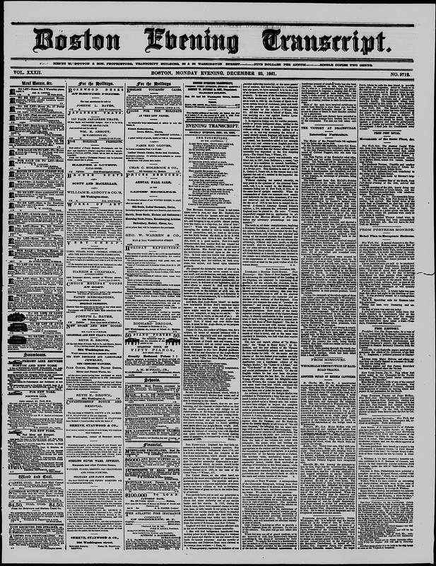 Boston Evening Transcript. December 23, 1861 - Digital Commonwealth