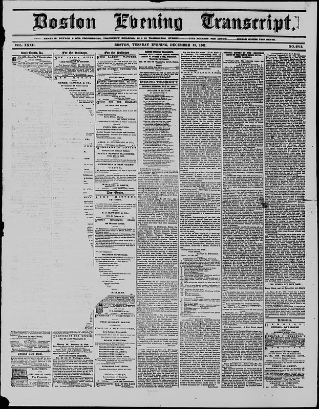 Boston Evening Transcript. December 31, 1861 - Digital Commonwealth