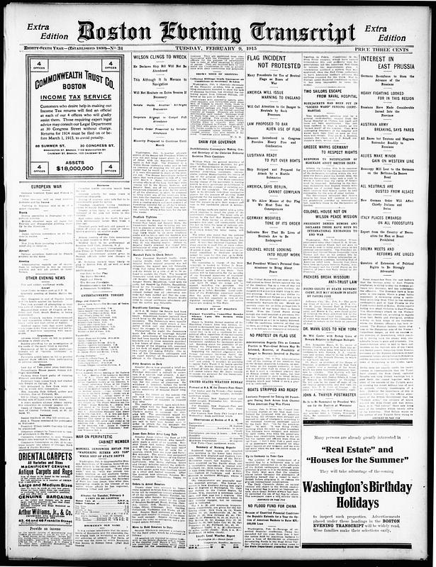 Boston Evening Transcript. February 09, 1915 - Digital Commonwealth