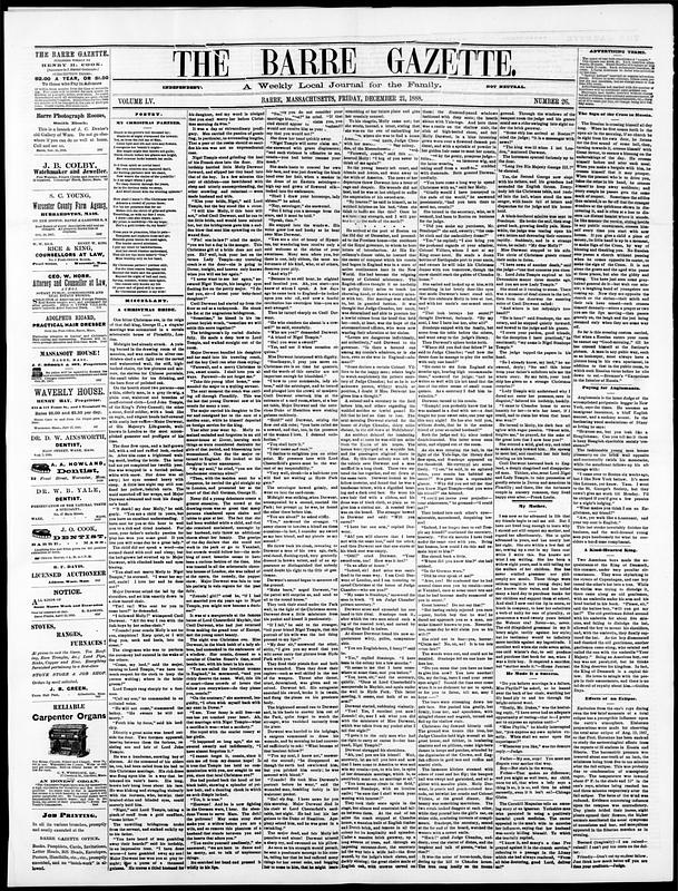 Barre Gazette. December 21, 1888 - Digital Commonwealth