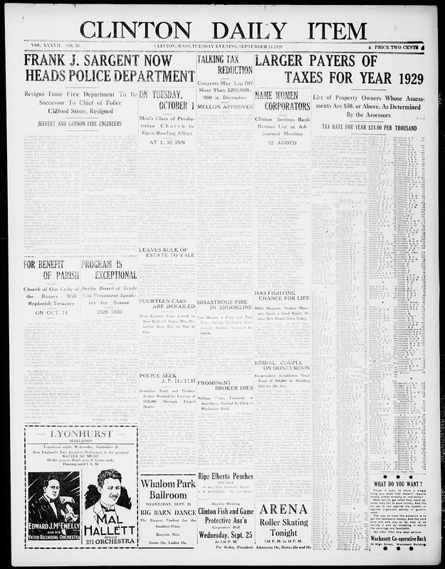 Clinton Daily Item. September 24, 1929 - Digital Commonwealth