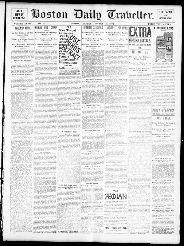 Boston Daily Traveller. January 19, 1892 - Digital Commonwealth