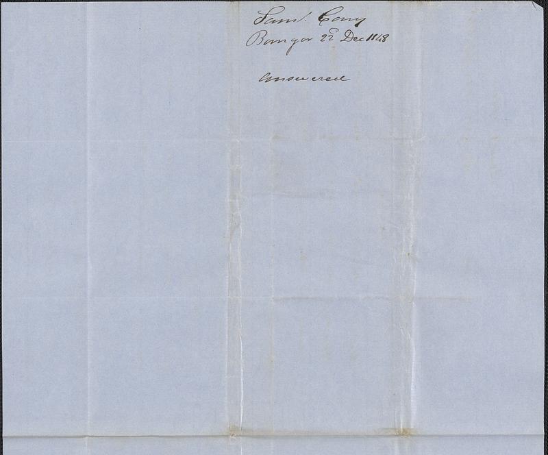 Samuel Cony to George Coffin, 22 December 1848 - Digital Commonwealth